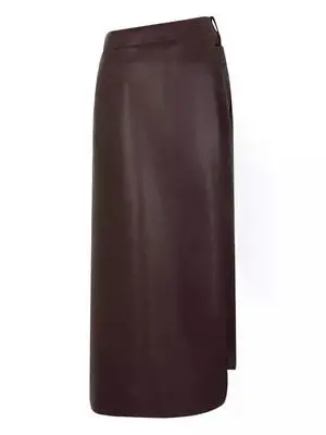 Rabanne Belted Faux Leather Midi Skirt