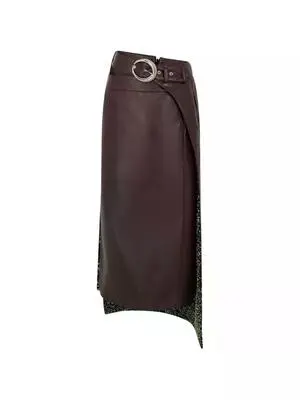 Rabanne Belted Faux Leather Midi Skirt - Brown
