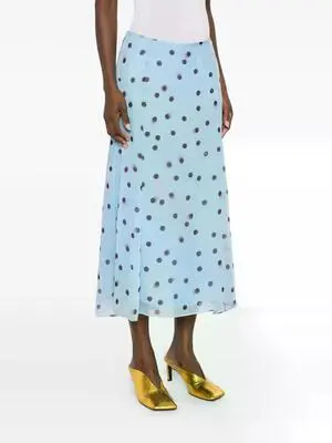 Rochas Polka-dot Silk Midi Skirt