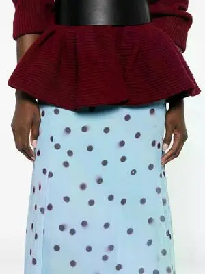 Rochas Polka-dot Silk Midi Skirt