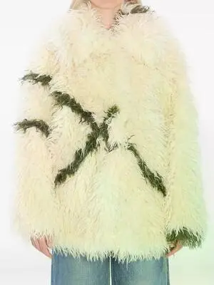 JAKKE Fur-effect Cocoon Coat - Neutrals