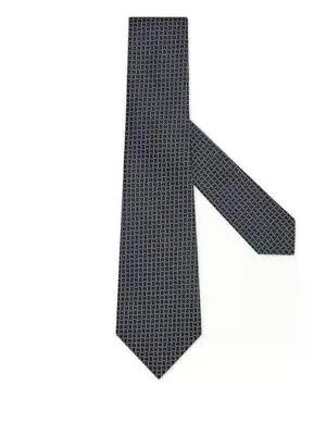 Zegna Geometric-pattern Neck Tie - Black
