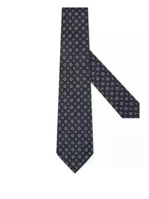 Zegna Floral-pattern Silk Neck Tie - Blue