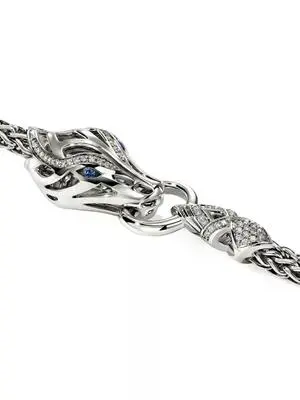 John Hardy Sterling Naga Diamond And Sapphire Bracelet