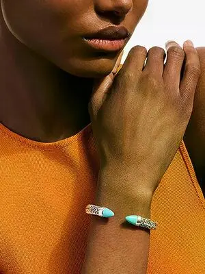John Hardy Sterling Spear Turquoise Cuff Bracelet - Silver