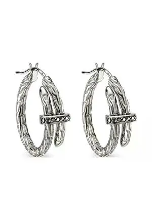 John Hardy Sterling Sapphire Hoop Earrings - Silver