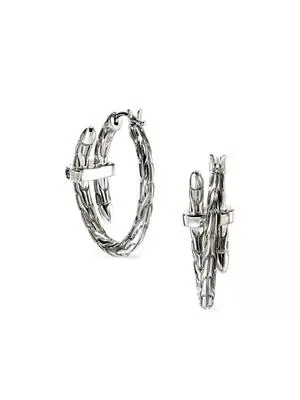 John Hardy Sterling Sapphire Hoop Earrings - Silver