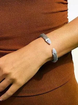 John Hardy Sterling Spear Blue Agate Bracelet - Silver