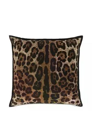 Dolce & Gabbana Small Leopard Canvas Cushion - Brown