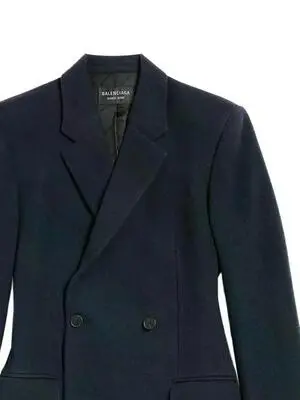 Balenciaga Wool Double-breasted Coat - Blue