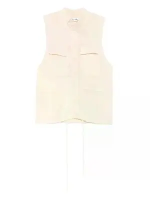 AYA MUSE Button-up Vest With Flap Pockets - Neutrals
