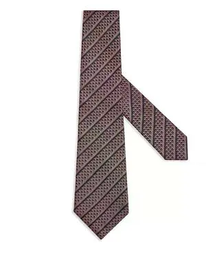 Zegna Diagonal-stripes Silk Tie - Pink