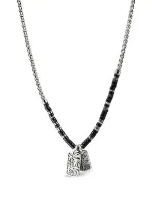 John Hardy Sterling Heishi Tag Onyx Necklace