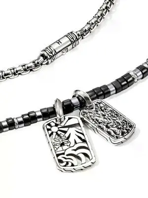 John Hardy Sterling Heishi Tag Onyx Necklace