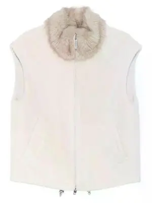 MARCCAIN Fur Collar Gilet - Neutrals