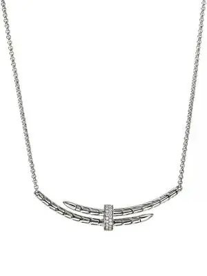 John Hardy Sterling Spear Station Diamond Necklace - Silver