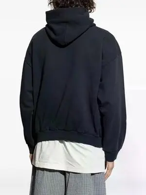 Balenciaga Logo-embroidered Hoodie - Black
