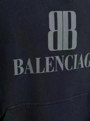 Balenciaga Logo-embroidered Hoodie - Black