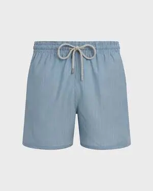 Vilebrequin Ultrafine Wool Swim Shorts Micro Rayures Tailoring - Blue