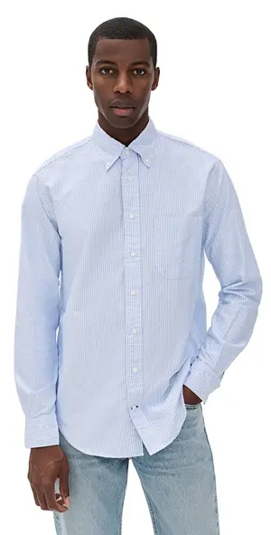 Gitman Bros Striped Oxford Shirt - Blue