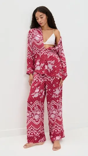 Free People Dreamy Days Pajama Set - Cherry Combo