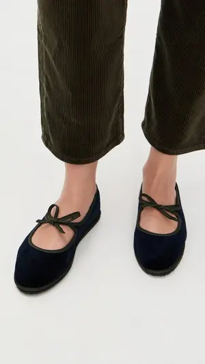 VIBI VENEZIA Brigitte Velvet Mary Jane Flats - Zattere