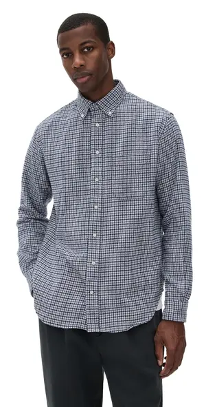 Gitman Bros Houndstooth Check Shirt - Grey