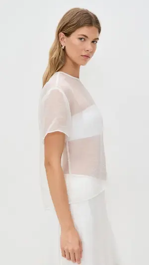 SIMONETT Sheer Short Sleeve Blouse