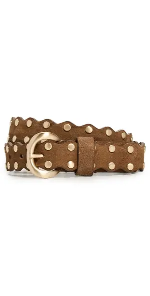 Madewell Studded Scalloped Suede Belt - Dried Acorn Suede