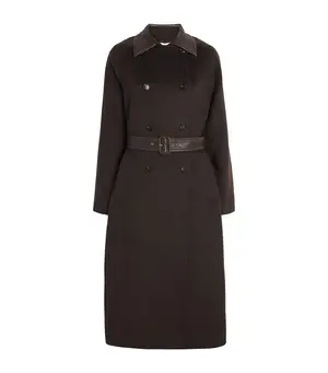 Sandro Wool Overcoat With Leather Collar