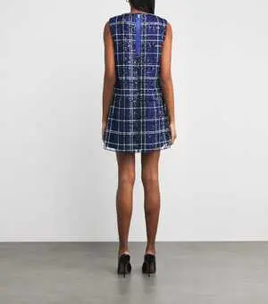 Max & Co. Sequin Checked Mini Dress - Blue