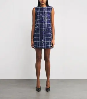 Max & Co. Sequin Checked Mini Dress - Blue
