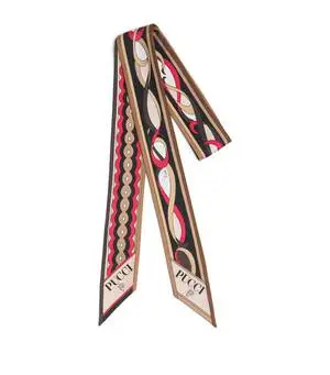 Emilio Pucci Silk Twill Girandole And Papiro Print Scarf Red