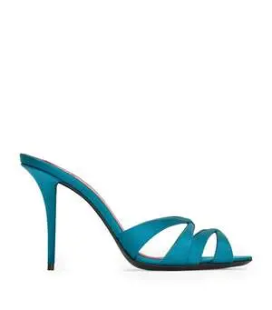 Saint Laurent Satin Chandelle 95 Mules - Blue