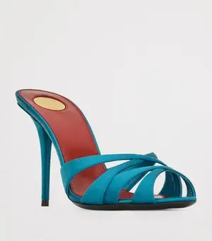 Saint Laurent Satin Chandelle 95 Mules - Blue