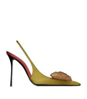 Saint Laurent Satin Amalia Slingback Pumps