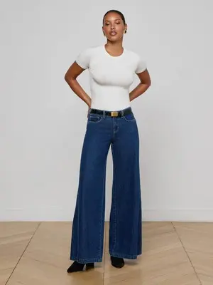 Women's blue wide-leg jeans