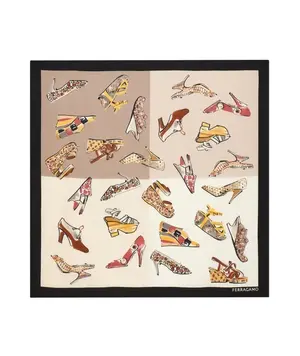 FERRAGAMO Genio Print Silk Scarf - Beige