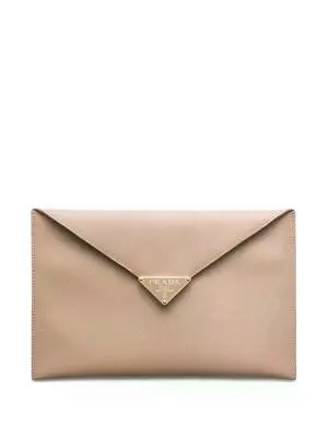 Prada Envelope Snap-closure Clutch - Neutrals