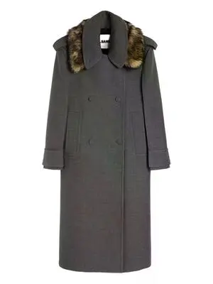 JIL SANDER Fur Collar Double-breasted Coat