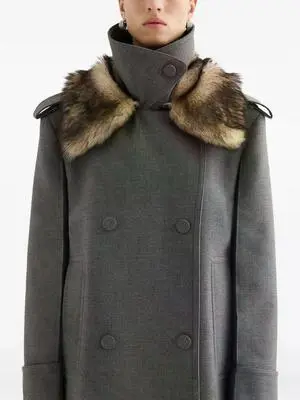 JIL SANDER Fur Collar Double-breasted Coat