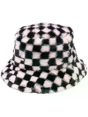 KANGOL Checkerboard Faux-fur Hat - Pink