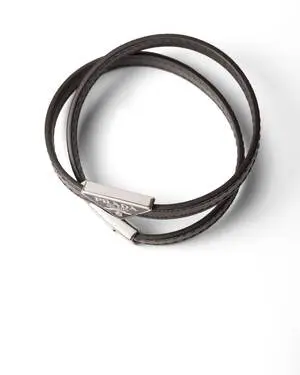 Prada Saffiano Leather Bracelet - Grey