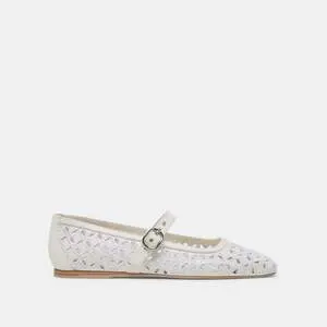DOLCEVITA Rodni Eyelet Perf Mary Jane Flats - True White Leather