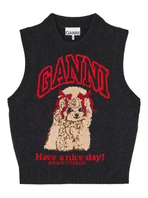 GANNI Wool Vest - Black
