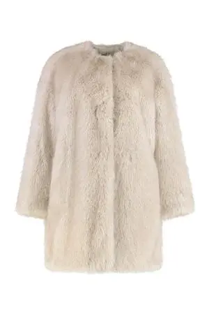 Max Mara Coat In Faux Fur - Beige
