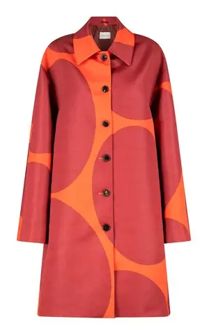 Dries Van Noten Rondero Duchesse Satin Coat - Orange