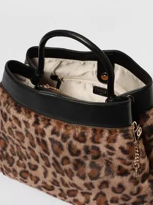 TWINSET Leopard Print Fur And Leather Handbag