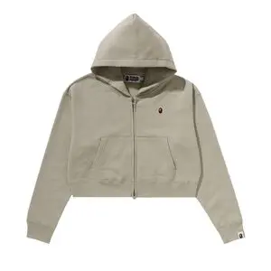 A BATHING APE Pigment Dyed Cropped Zip Hoodie - Grey