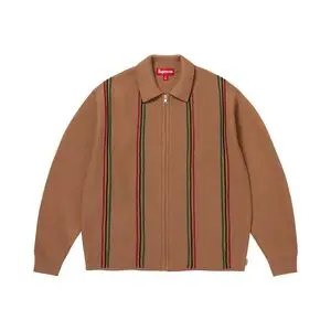 Supreme Stripe Zip Up Polo Sweater